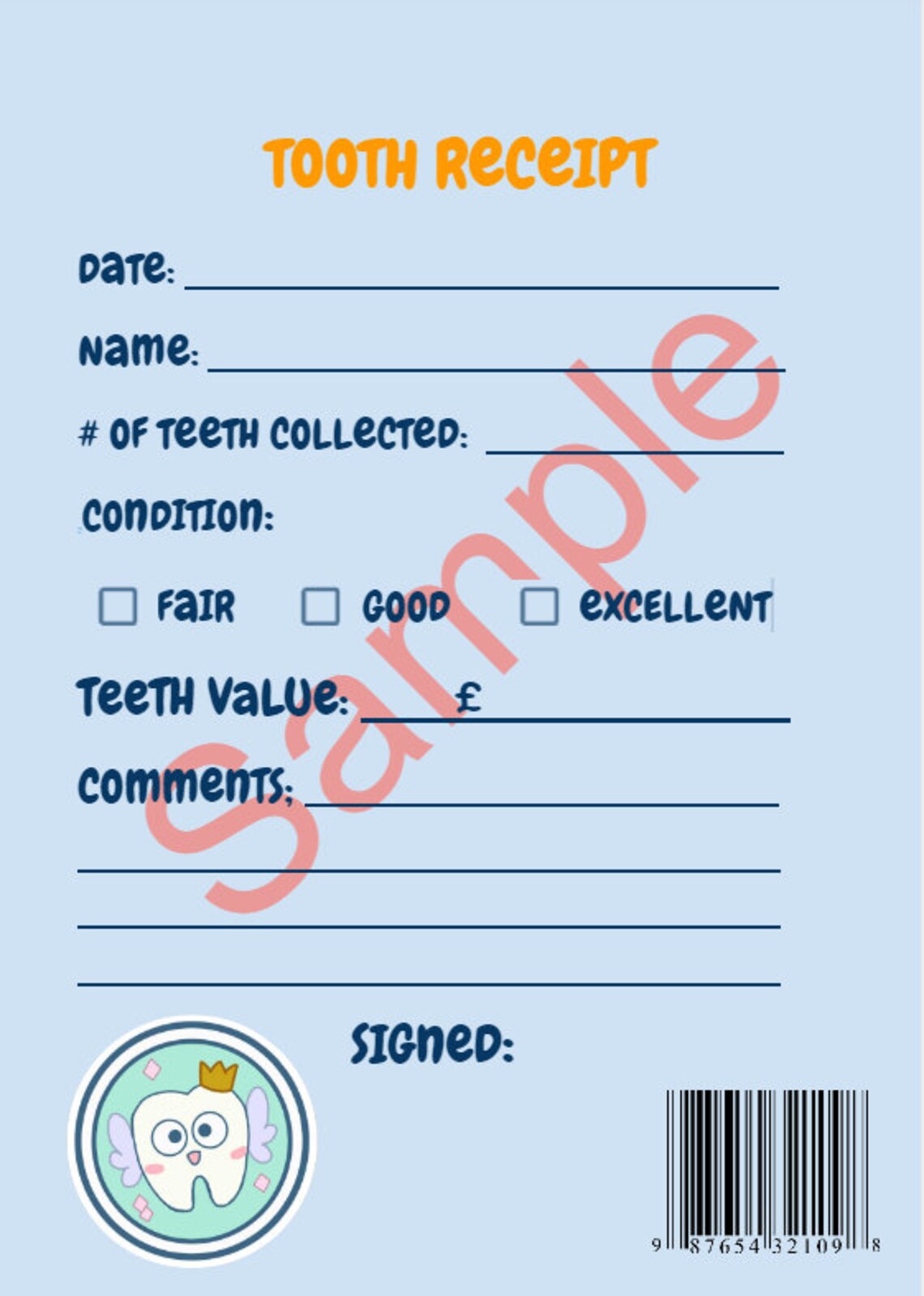 Instant Download Bluey Themed Tooth Fairy Receipt - Etsy