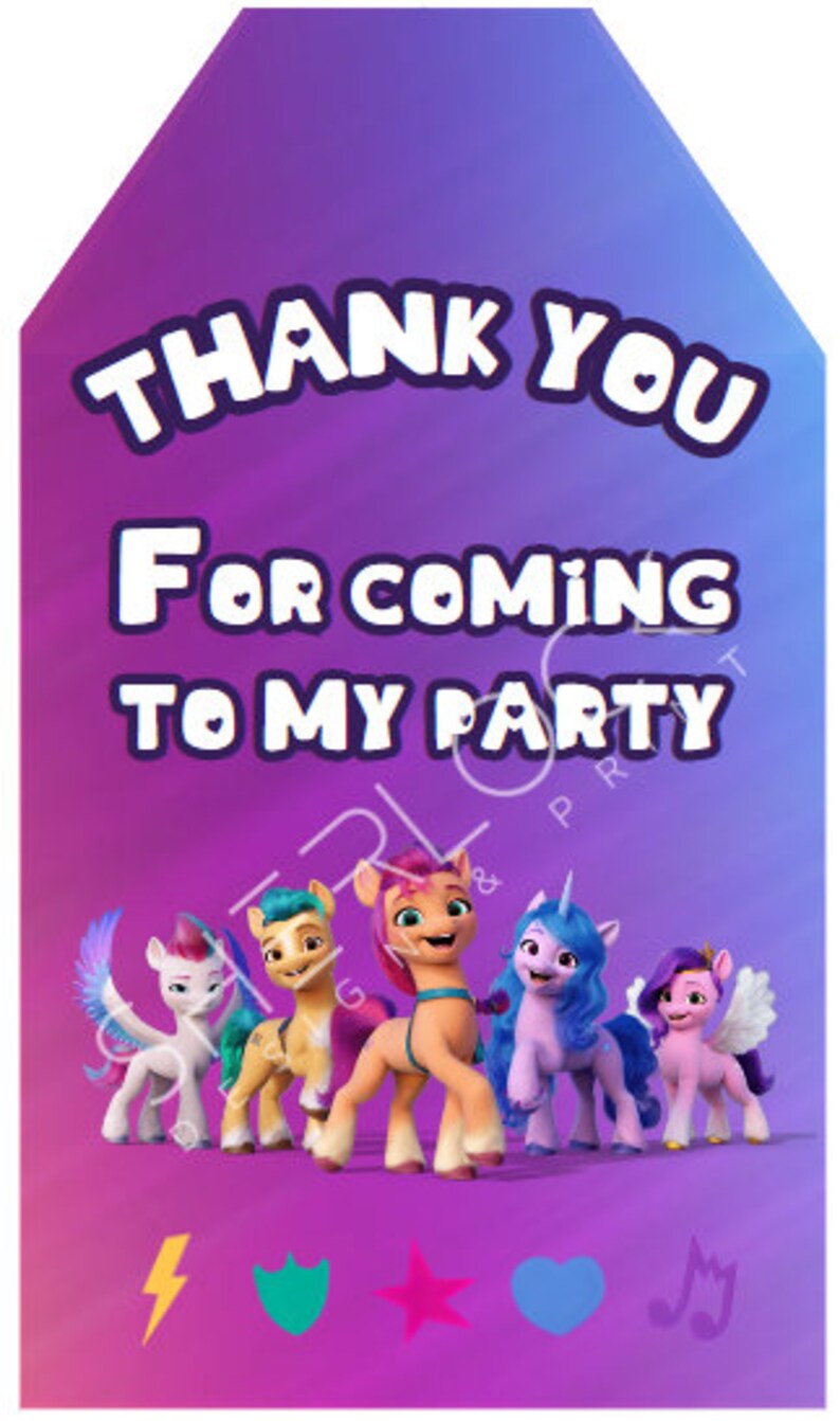 My Little Pony (MLP) A New Generation Party Bag Thank You Labels ...