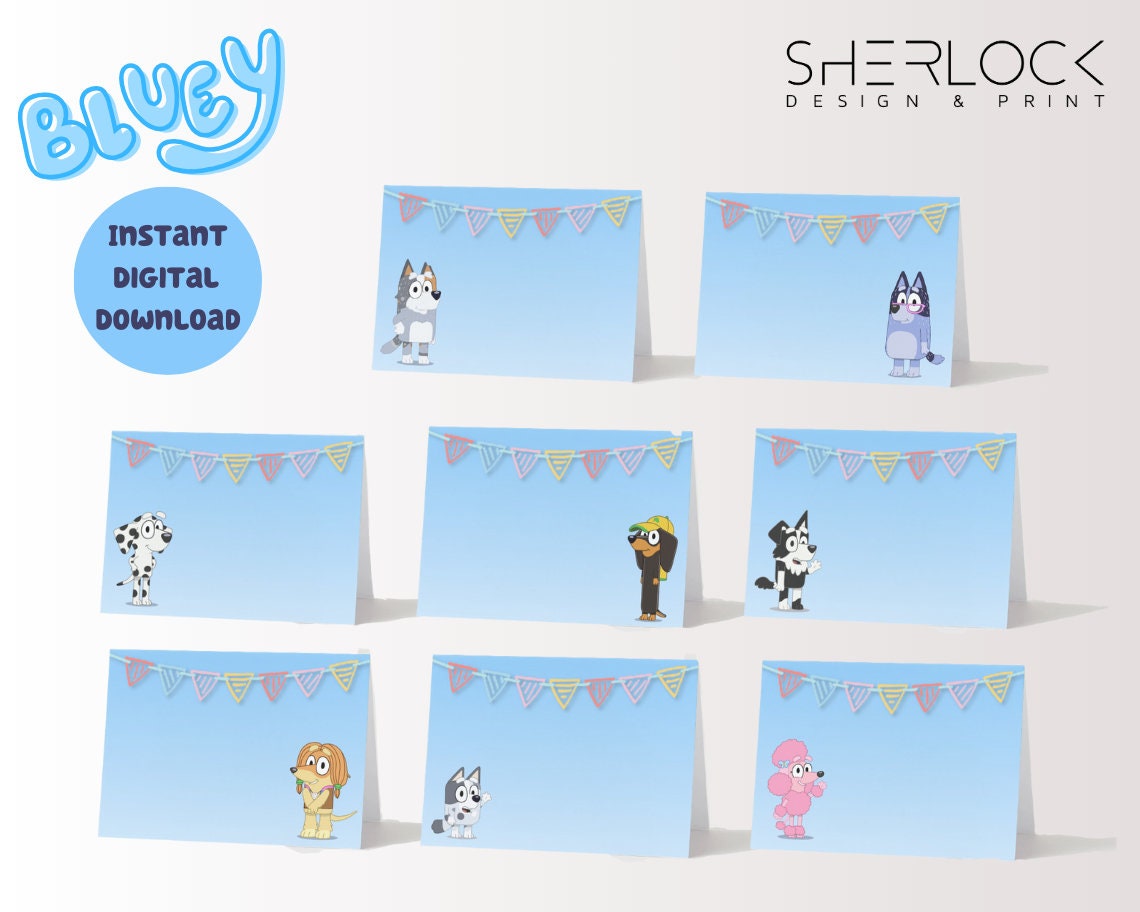 Bluey Party Food Blank Tent Cards 16 Cards Bluey Themed Write Your Own ...