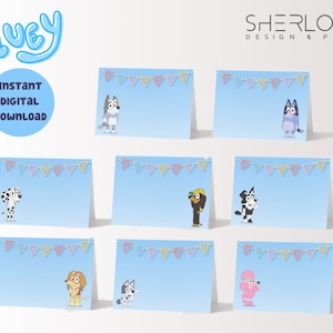 Bluey Party Food Blank Tent Cards - 16 Cards | Bluey Themed Write Your ...