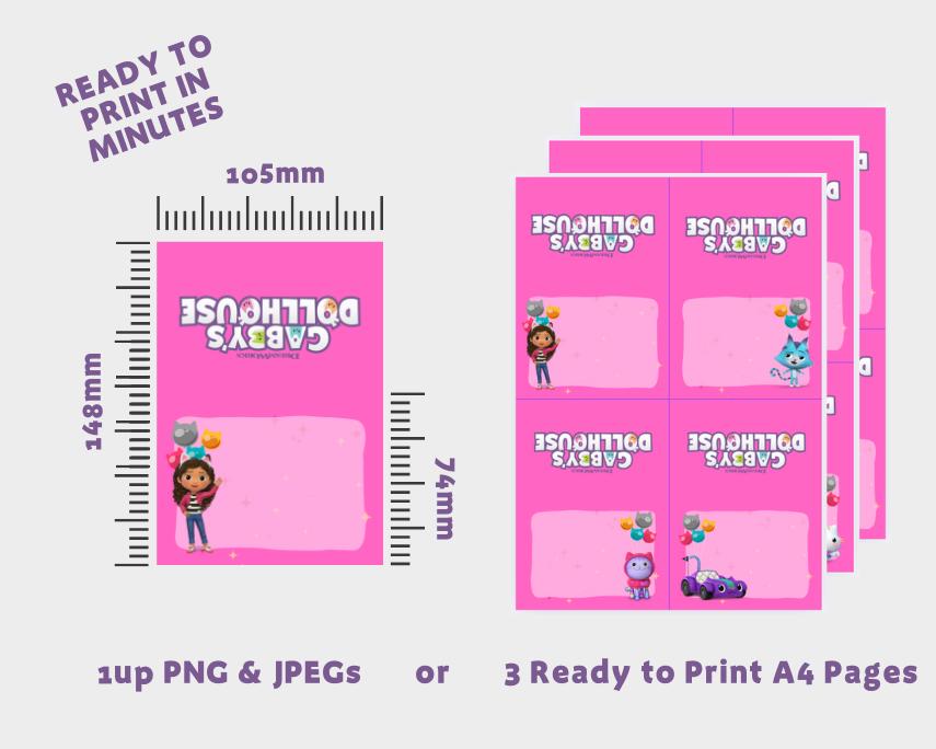 10 Different Gabby Dollhouse Birthday Party Food Tent Cards | Gabby ...