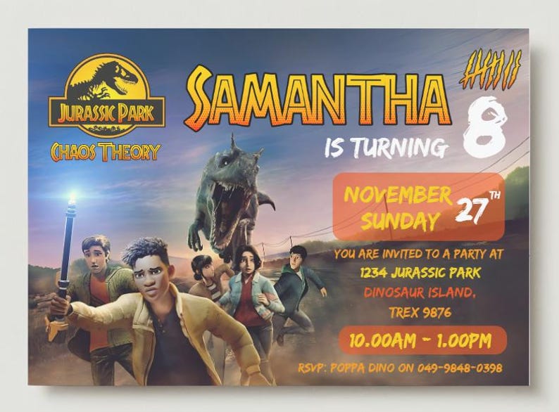 Camp Cretaceous Chaos Theory / Jurassic World Birthday Invitation ...