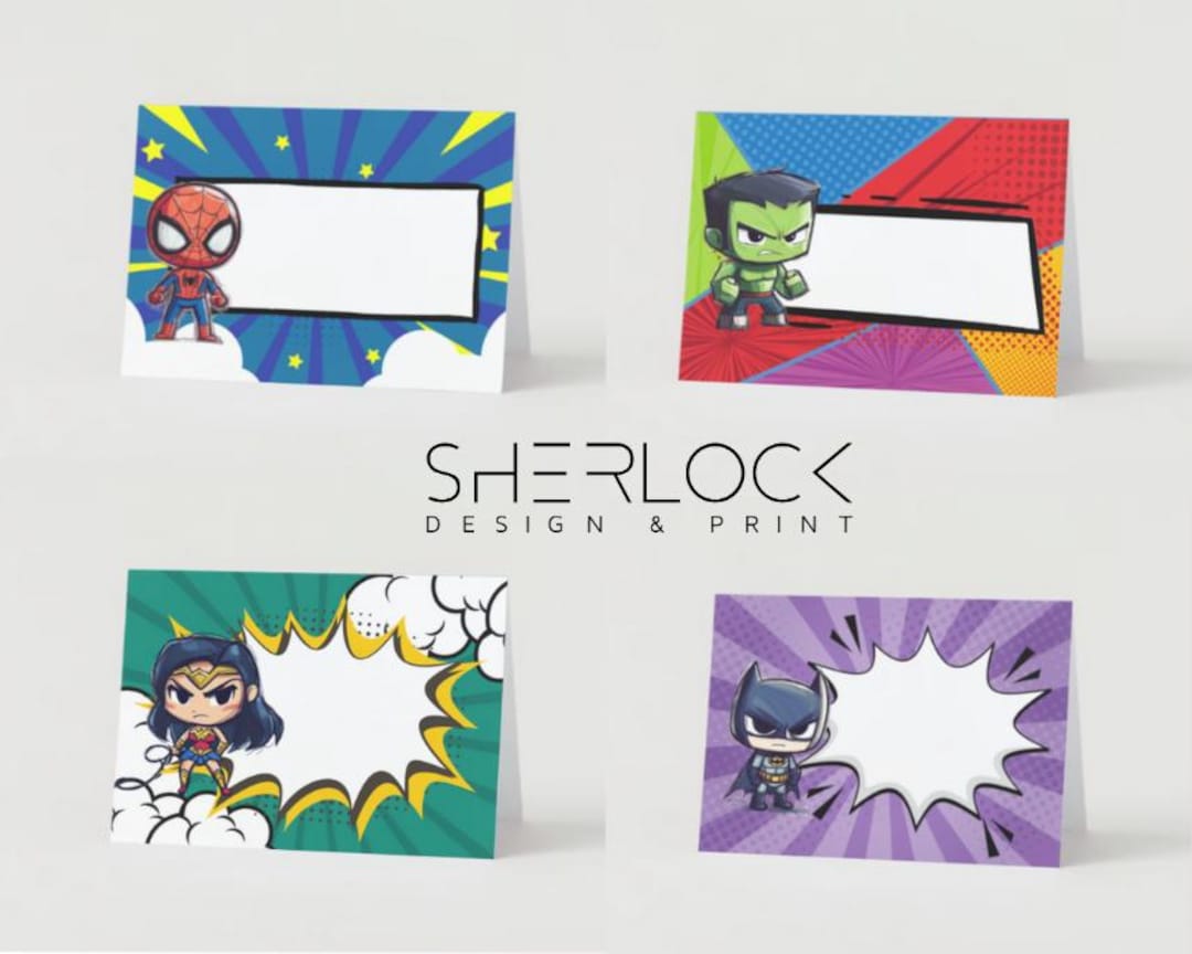 Superhero Food Tent Cards: Comic Party Table Labels (instant Download ...