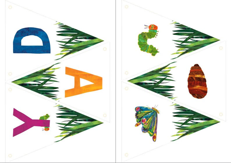 Very Hungry Caterpillar Happy Birthday Banner Digital Download (x2 ...