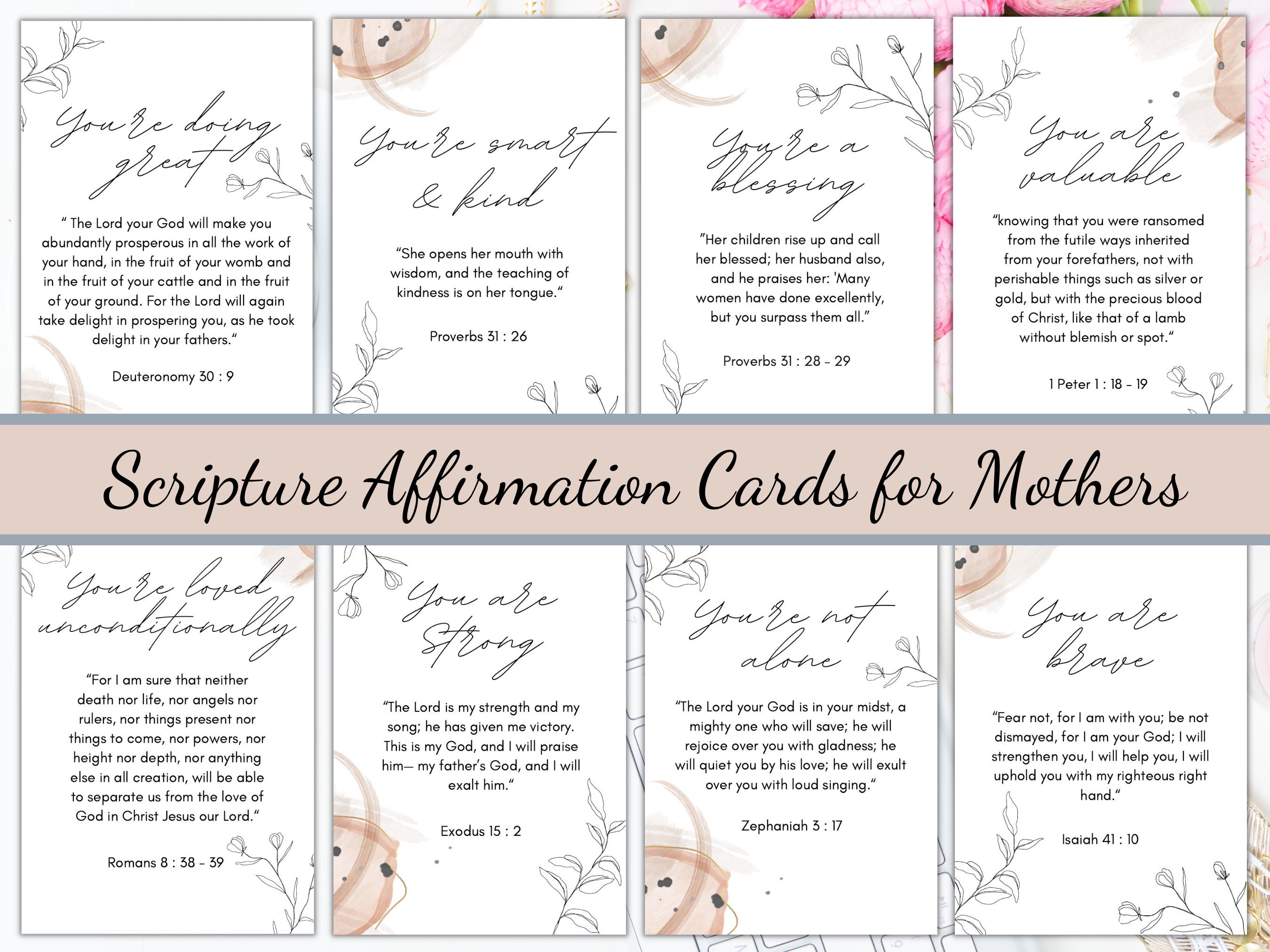 Women Bible Affirmation Cards, 6 X 9 Cm Scripture Encouragement Cards ...