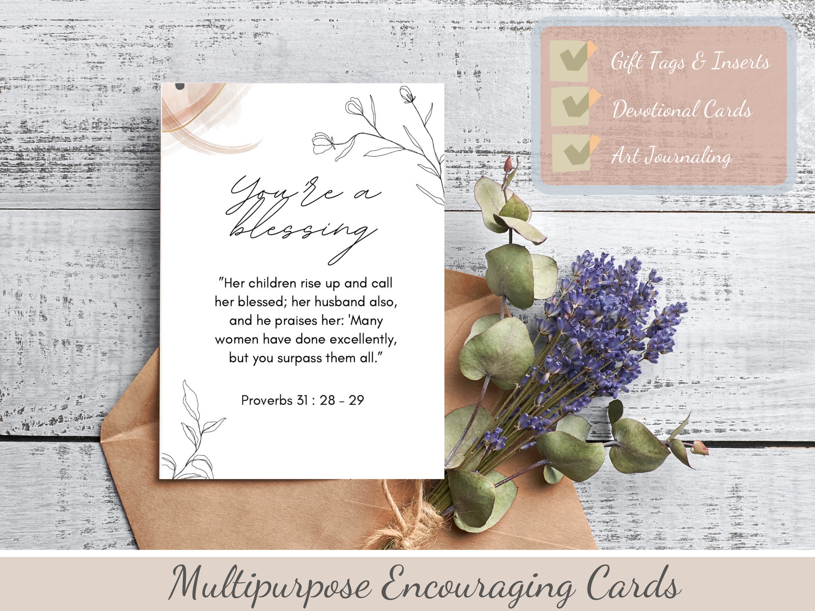 Women Bible Affirmation Cards, 6 X 9 Cm Scripture Encouragement Cards ...
