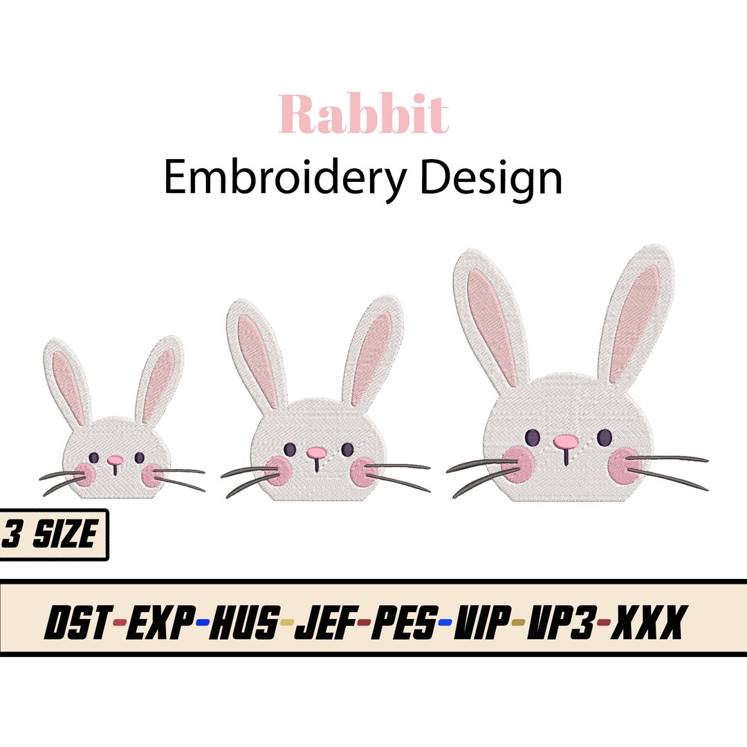 Rabbit Embroidery Design - Bunny Machine Embroidery Designs Dst Exp Hus ...