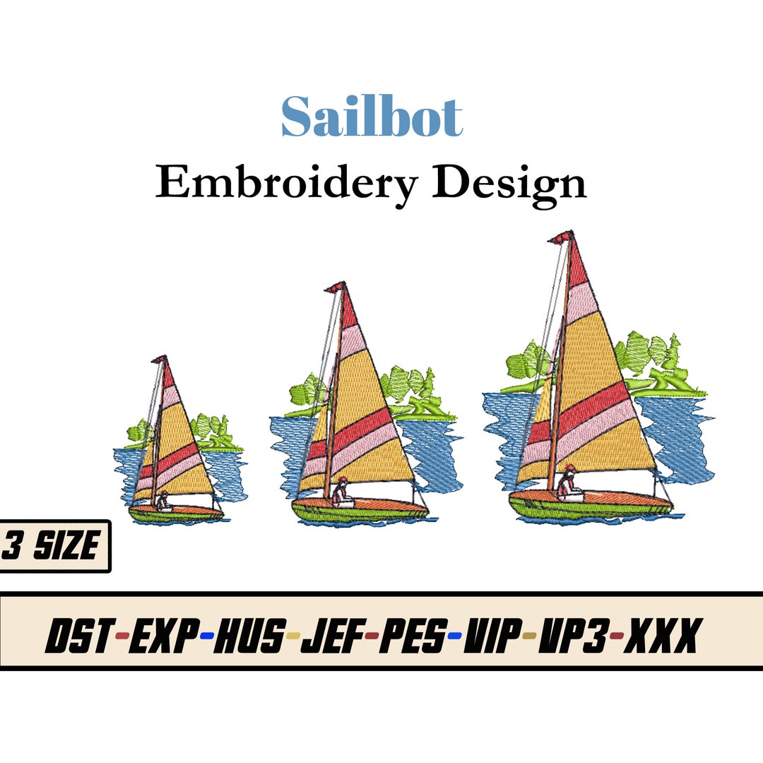 Sail Boat Machine Embroidery Design - Yacht Embroidery Design - Ship ...