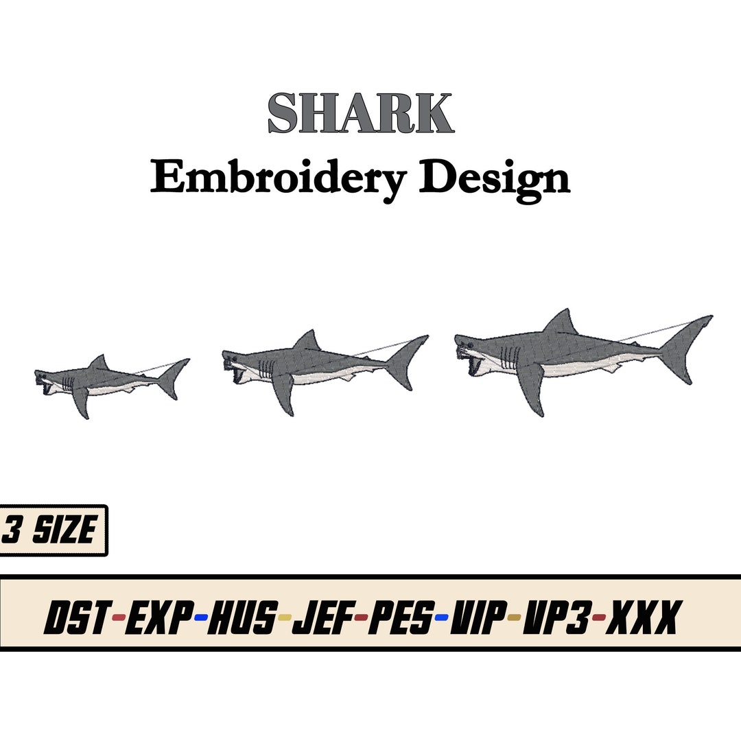 Shark, Machine Embroidery - Animal Embroidery - Pet Embroidery Designs ...
