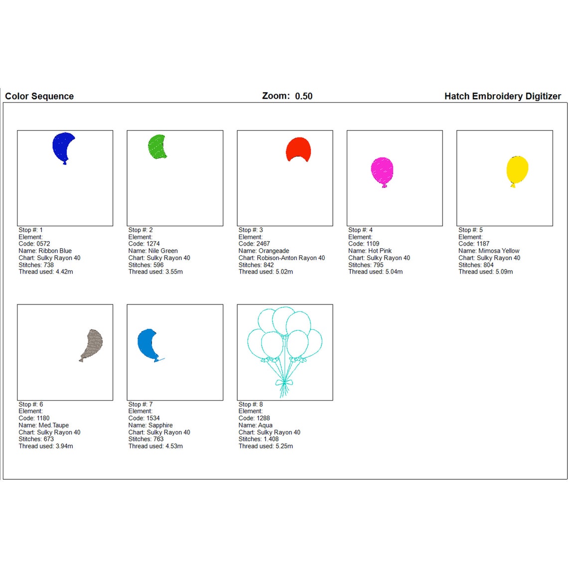 Balloon Embroidery Design Colorful Balloon Dst Exp Hus Jef | Etsy