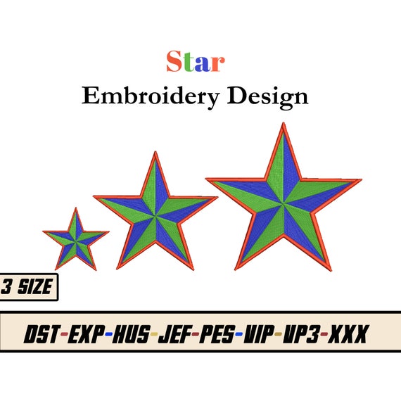 Star Embroidery Design Basic Star Dst Exp Hus Jef Pes Vp3 - Etsy
