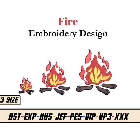 Fire Flames Embroidery Design Campfire Embroidery Design - Etsy