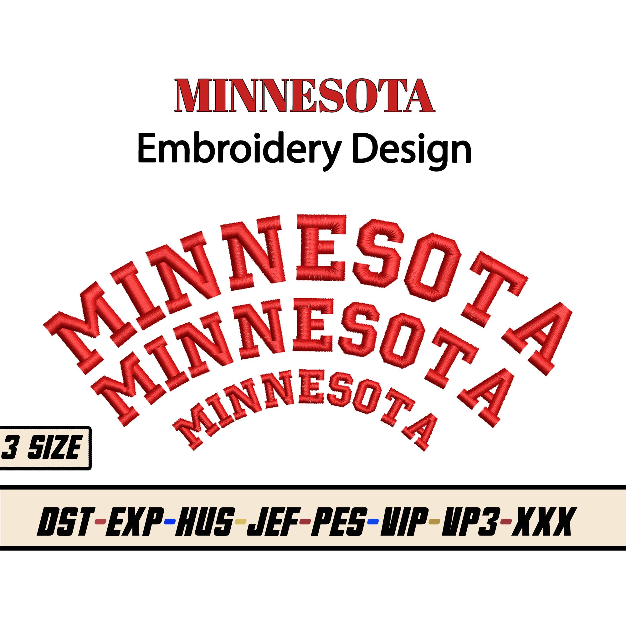 Minnesota Machine Embroidery Design - States Embroidery Design Dst Exp ...