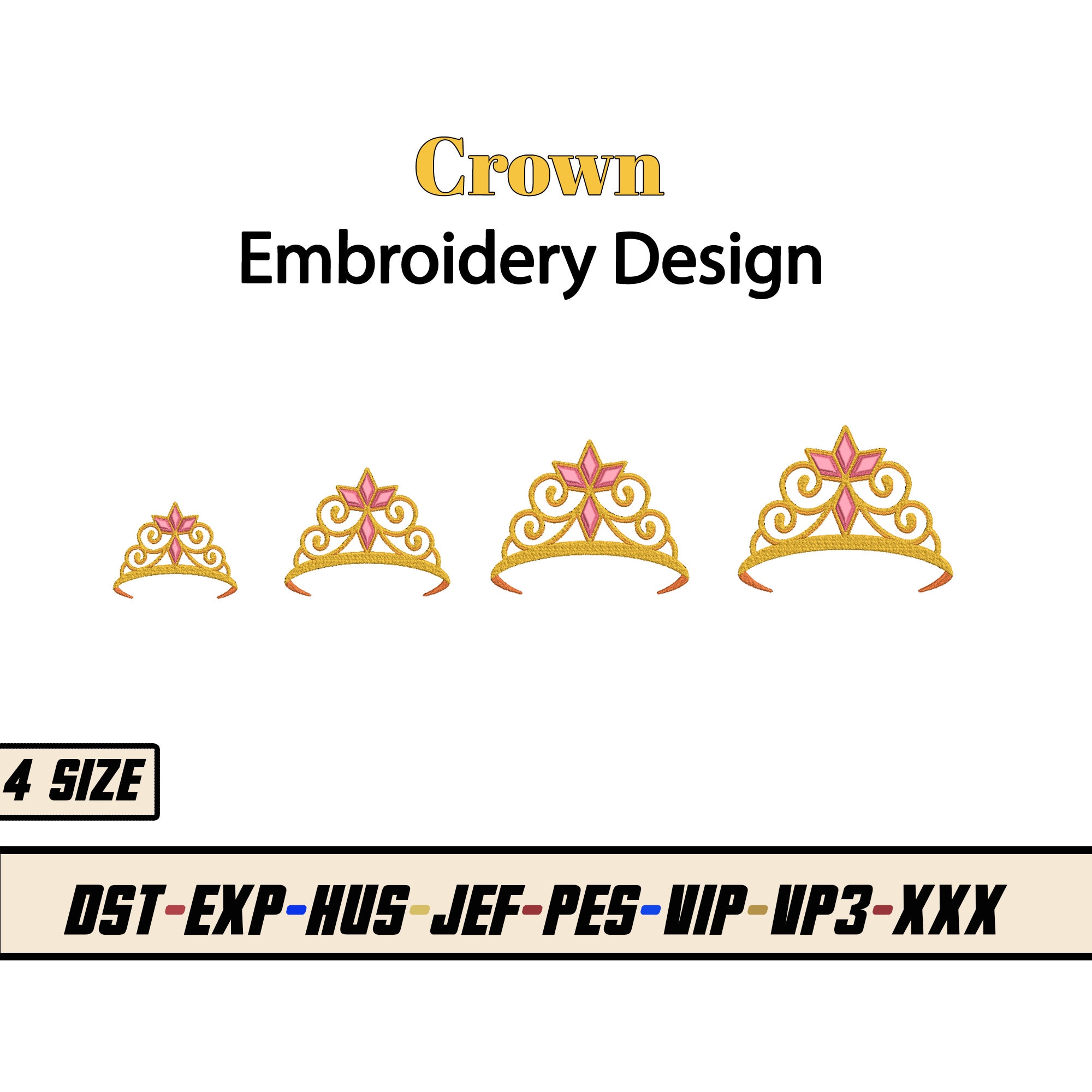 Crown Embroidery Design Queen Crown Crown Royal Dst Exp Hus Jef Pes Vp3 ...