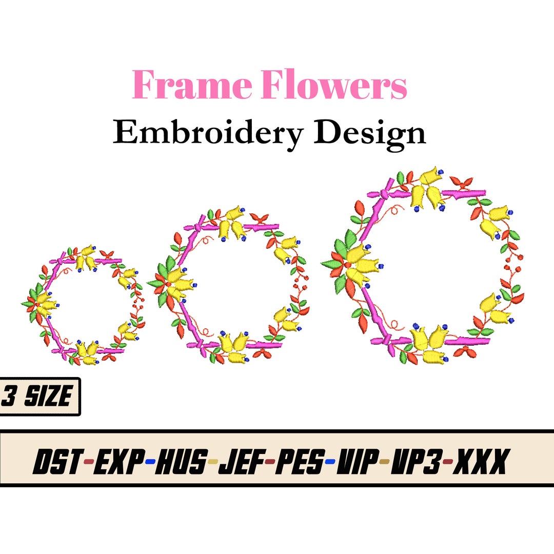 Flower Wreath Embroidery Design - Embroidery Frame Designs - Frame ...