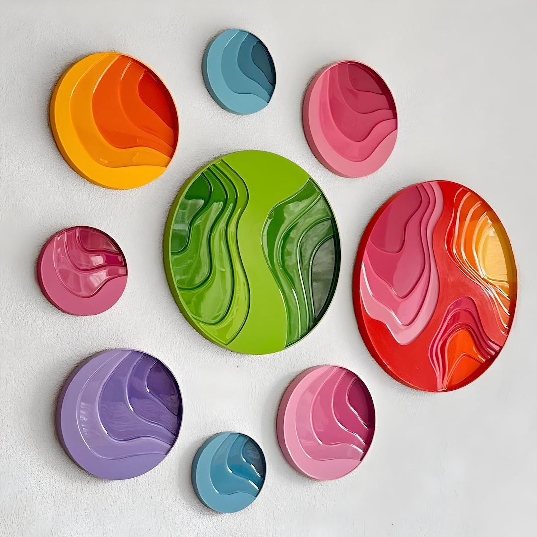 3D Epoxy Resin Wall Art, Handmade Modern Circular Wall Decor, Unique ...
