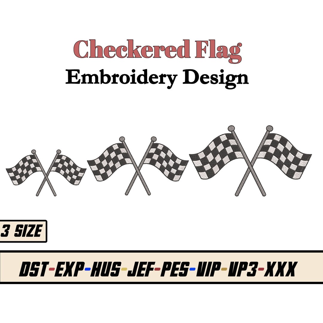 Checkered Flag Embroidery Design - Formula 1 Flag Embroidery - Etsy