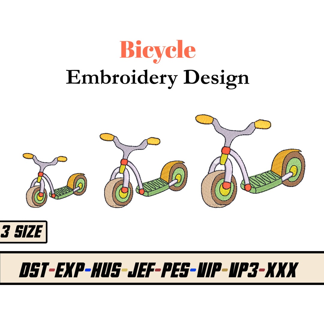 Bicycle Embroidery Design - Bike Embroidery - Embroidery Designs Trendy ...