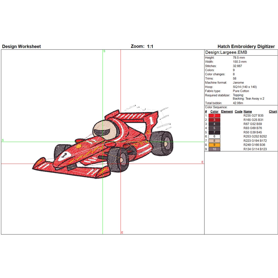 Formula 1 Embroidery Design Formula Racing Car Machine - Etsy