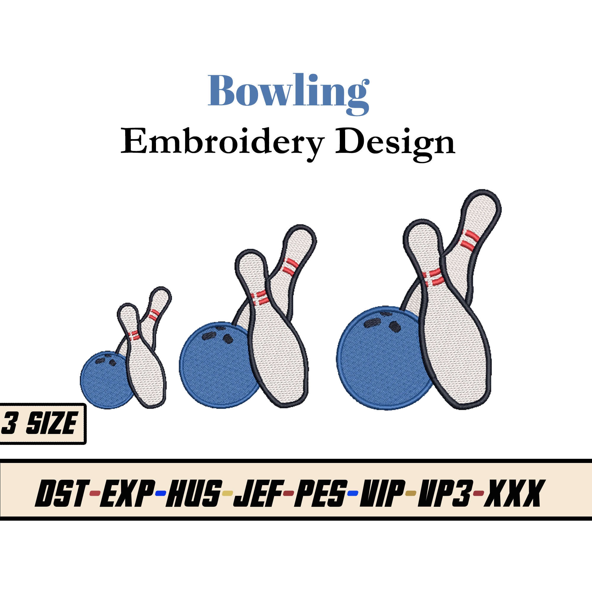 Bowling Machine Embroidery Design Bowling (Instant Download) - Etsy