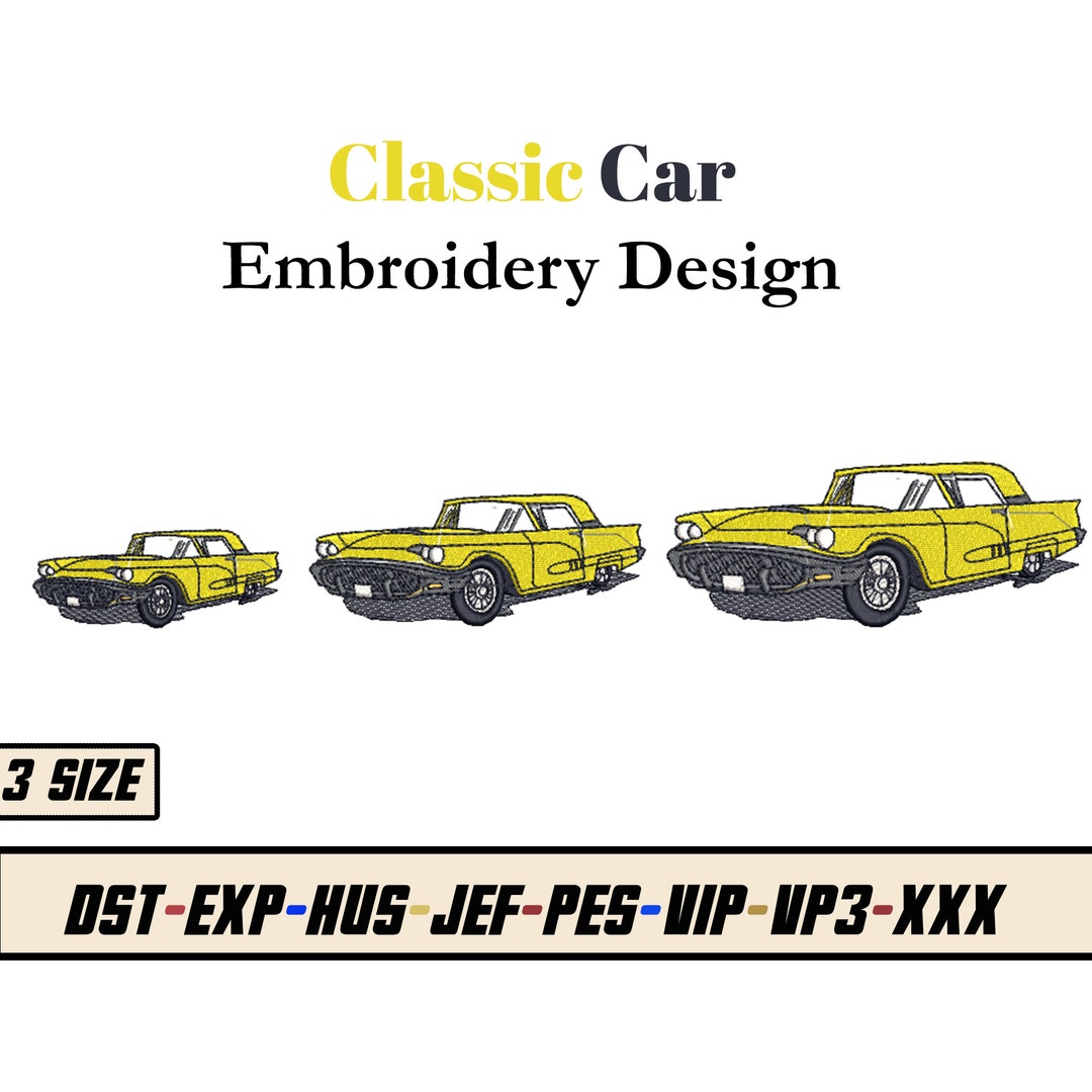 Car Embroidery Design – Classic Car Embroidery - Popular Embroidery ...