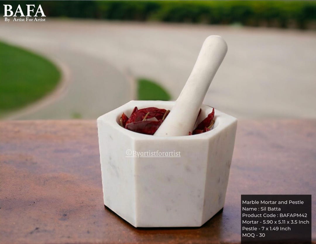 Handcrafted Marble Mortar and Pestle Natural Stone Grinder for Herbs ...