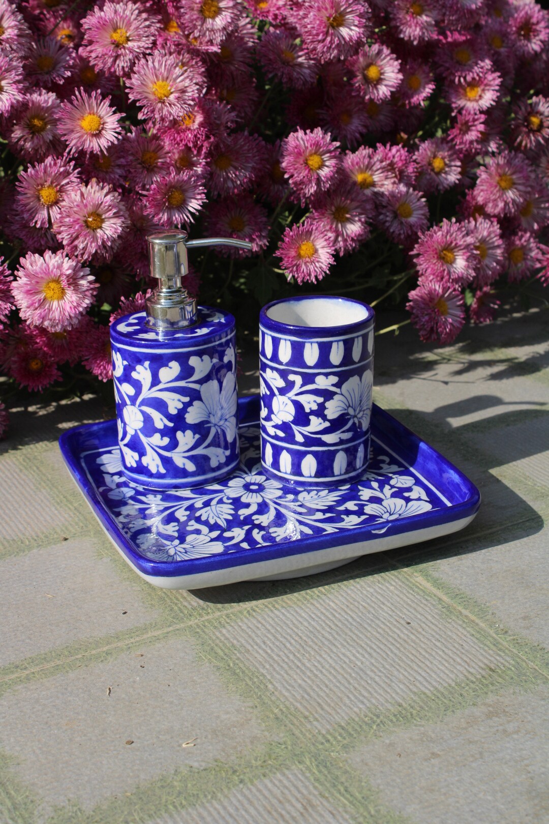 Jaipur Blue Pottery Bathroom Accessories Set in Different Colors - Etsy