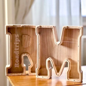 Large Wooden Piggy Bank Letter A to Z Alphabet Savings Money Box Your ...
