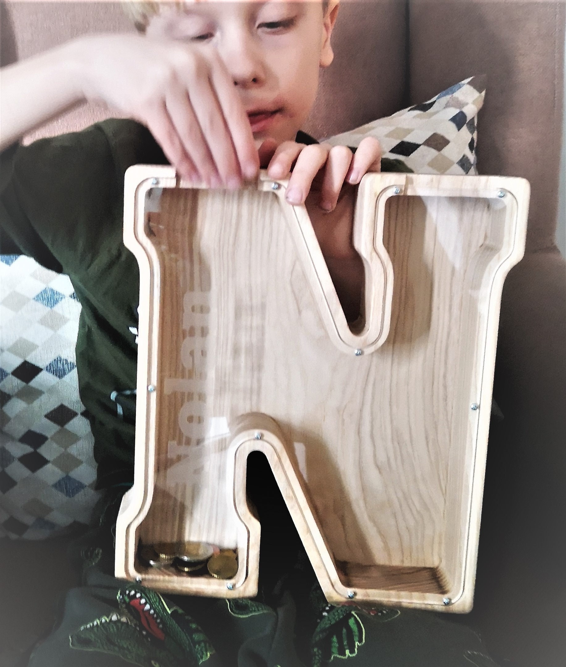 Wooden Letter Piggy Bank: Personalized Alphabet Coin Bank, Kids Gift - Etsy