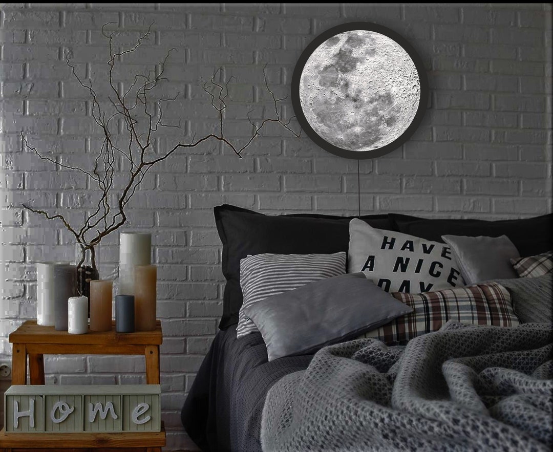 Realistic Moonlight Wall Light, Lamp in the Bedroom, Night Light in the ...