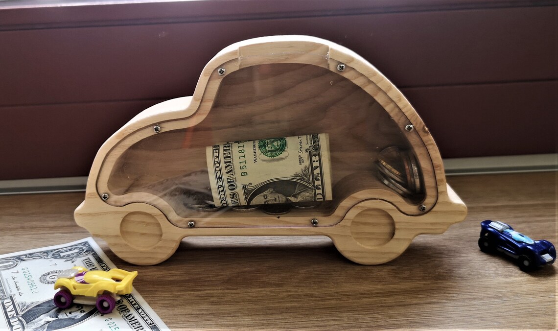 Handmade Wooden Car Piggy Bank: Nursery Decor Thrift-box - Etsy