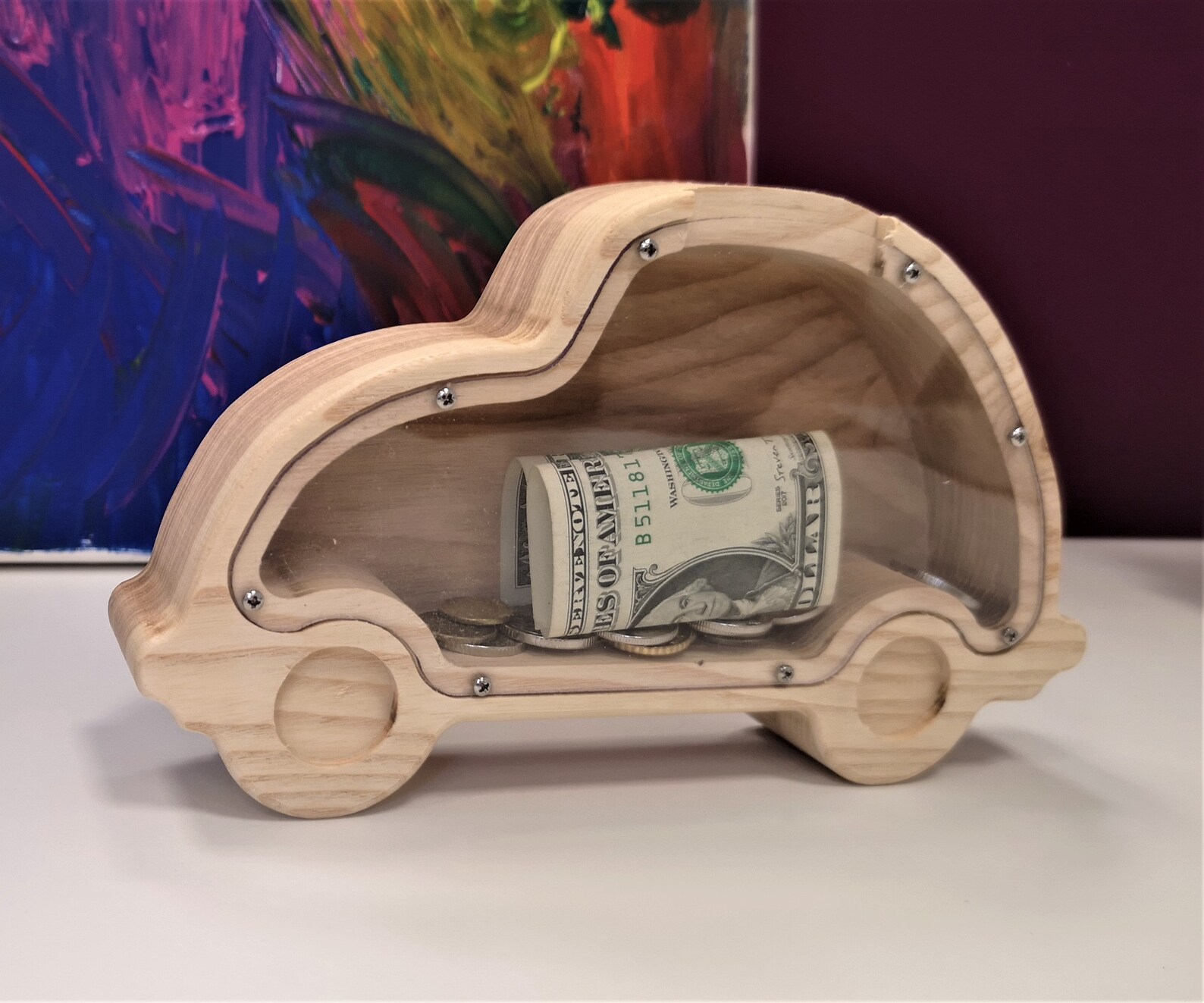 Handmade Wooden Car Piggy Bank: Nursery Decor Thrift-box - Etsy