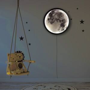 Night Lamp in the Children's Room in the Form of the Moon, Moon Wall ...
