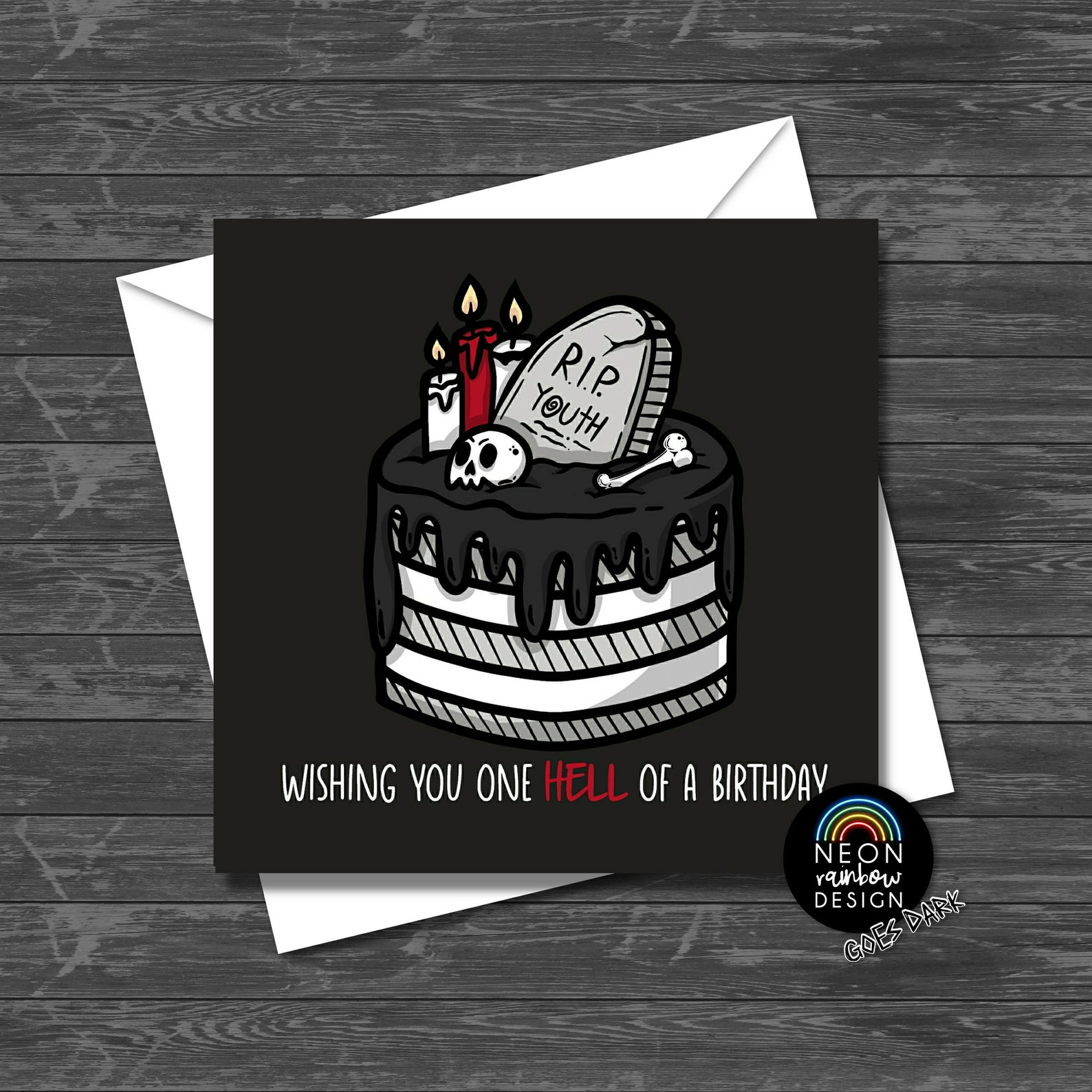 Goth Tomb Skull Cake Birthday Card Gravestone RIP Youth - Etsy