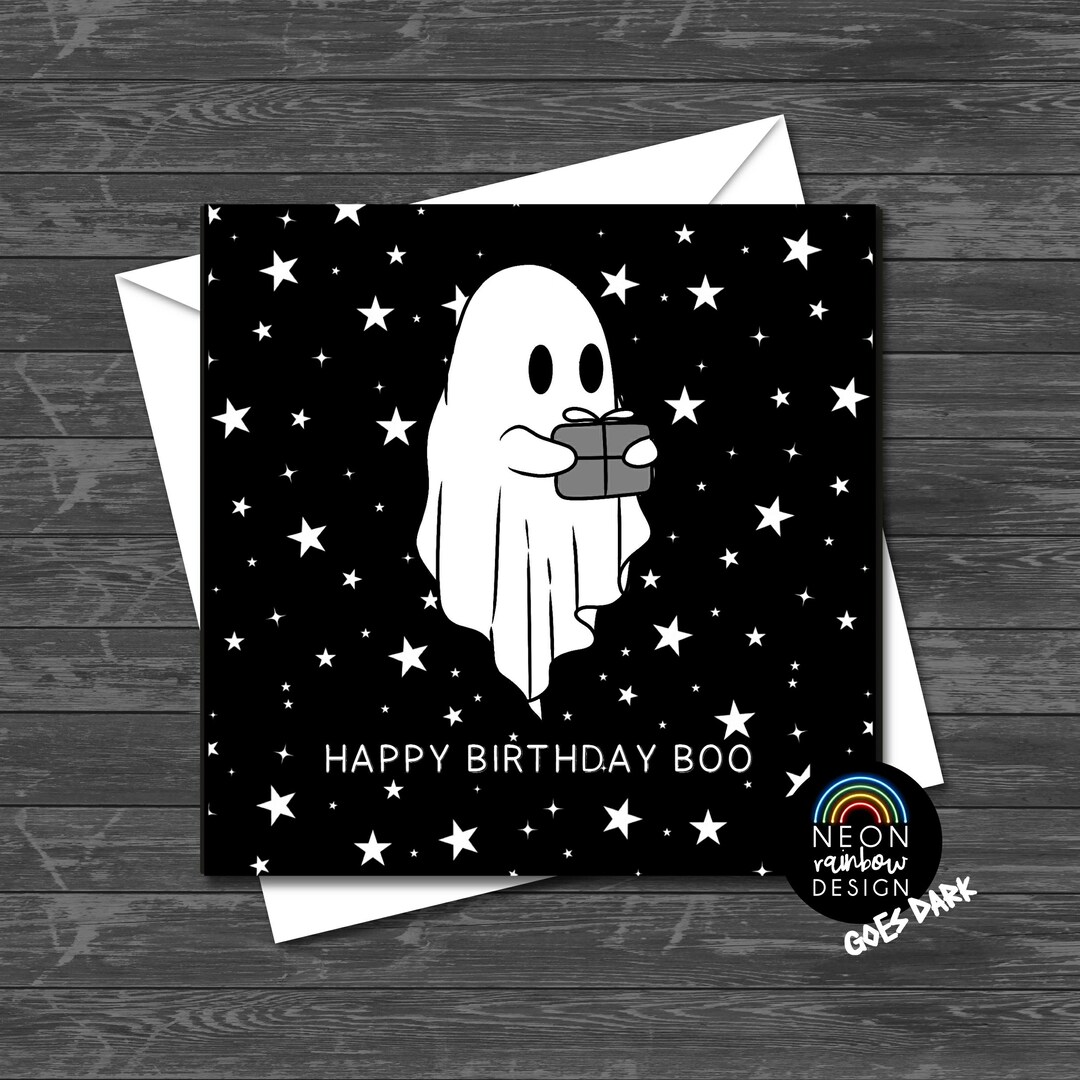 Happy Birthday Boo Ghost Birthday Card, Greetings Card, Ghostly Gift, Cute Ghost, Birthday Boo ...