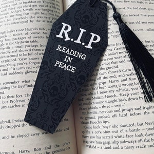 Coffin Shaped RIP Reading in Peace Bookmark, Goth, Tassel, Shaped ...
