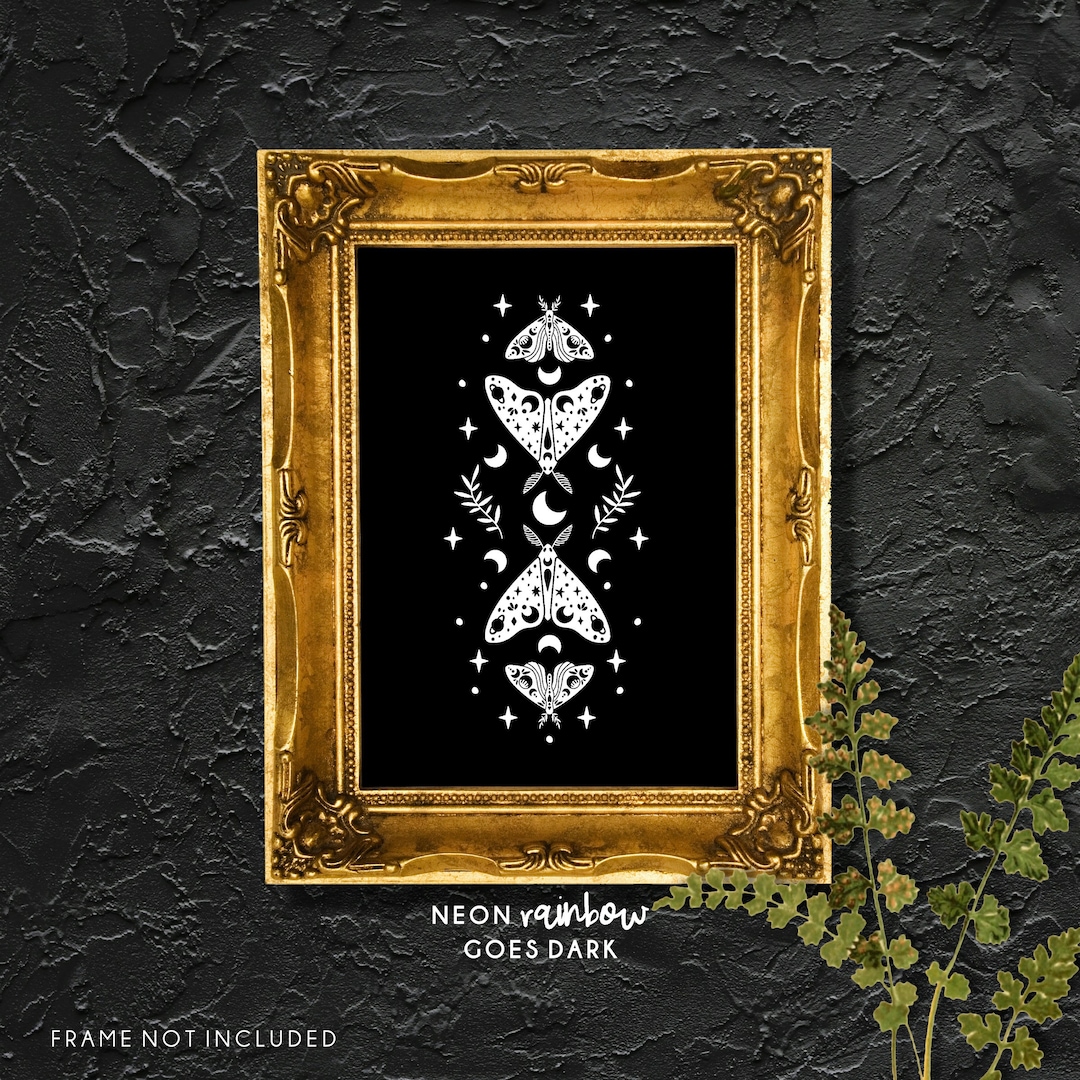 Mystical Moth Print, A6, A5, A4, A3, Black, Goth, Gothic, Goth Print ...