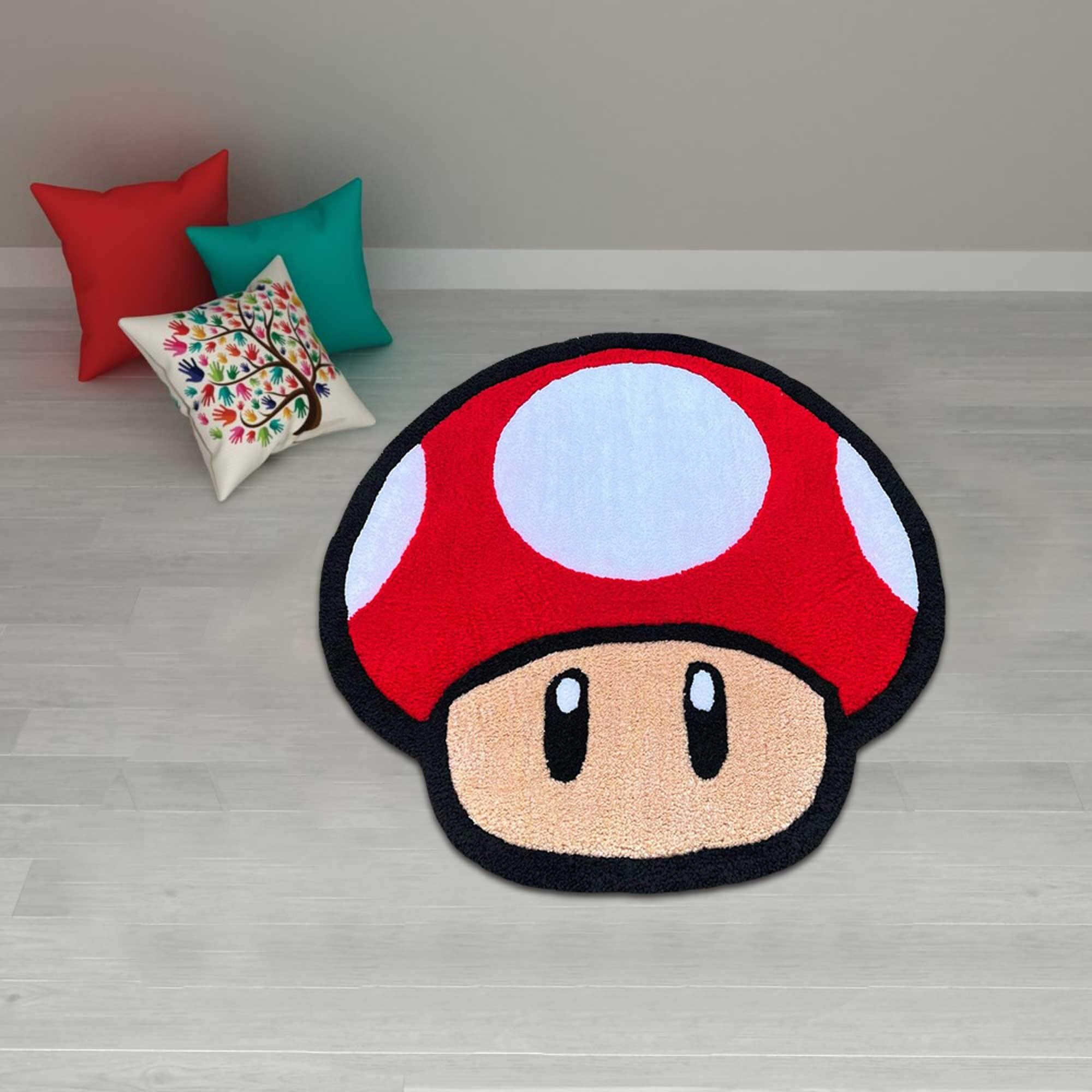 Super Mario Red Mushroom Super Mario Mushroom Rug Retro - Etsy Canada