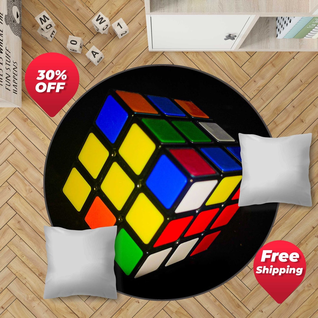 Rubics Cube Rug, Rubics Cube Round Rug, Boys Room, Boys Room Print ...