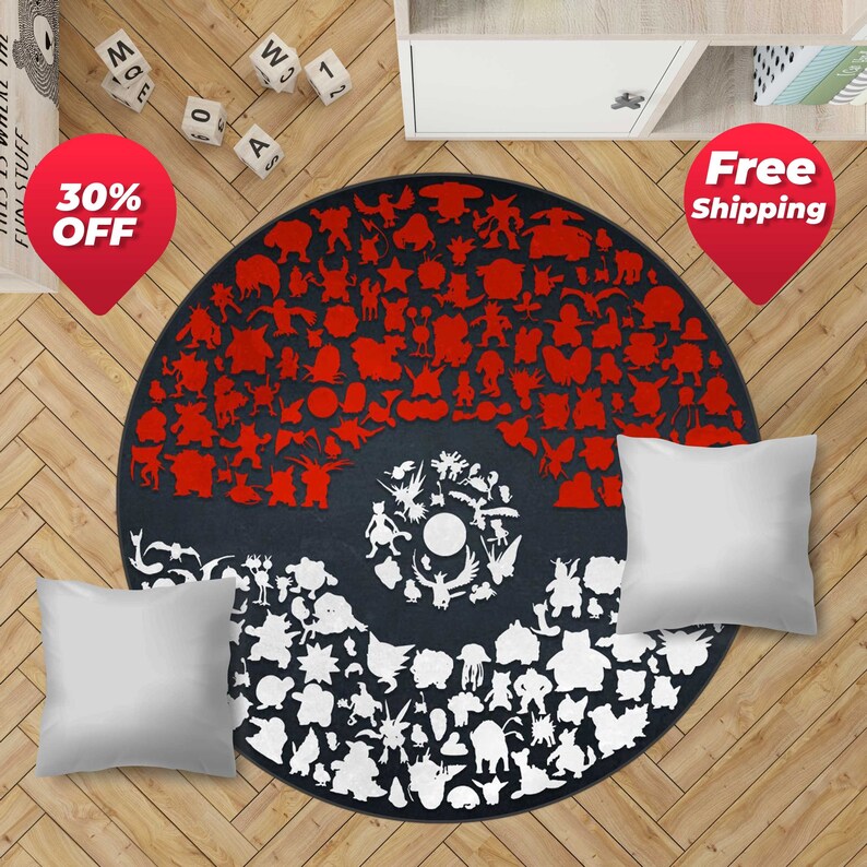 Pokemon Rug Pokeball Rug Children Room Decor Home Print - Etsy