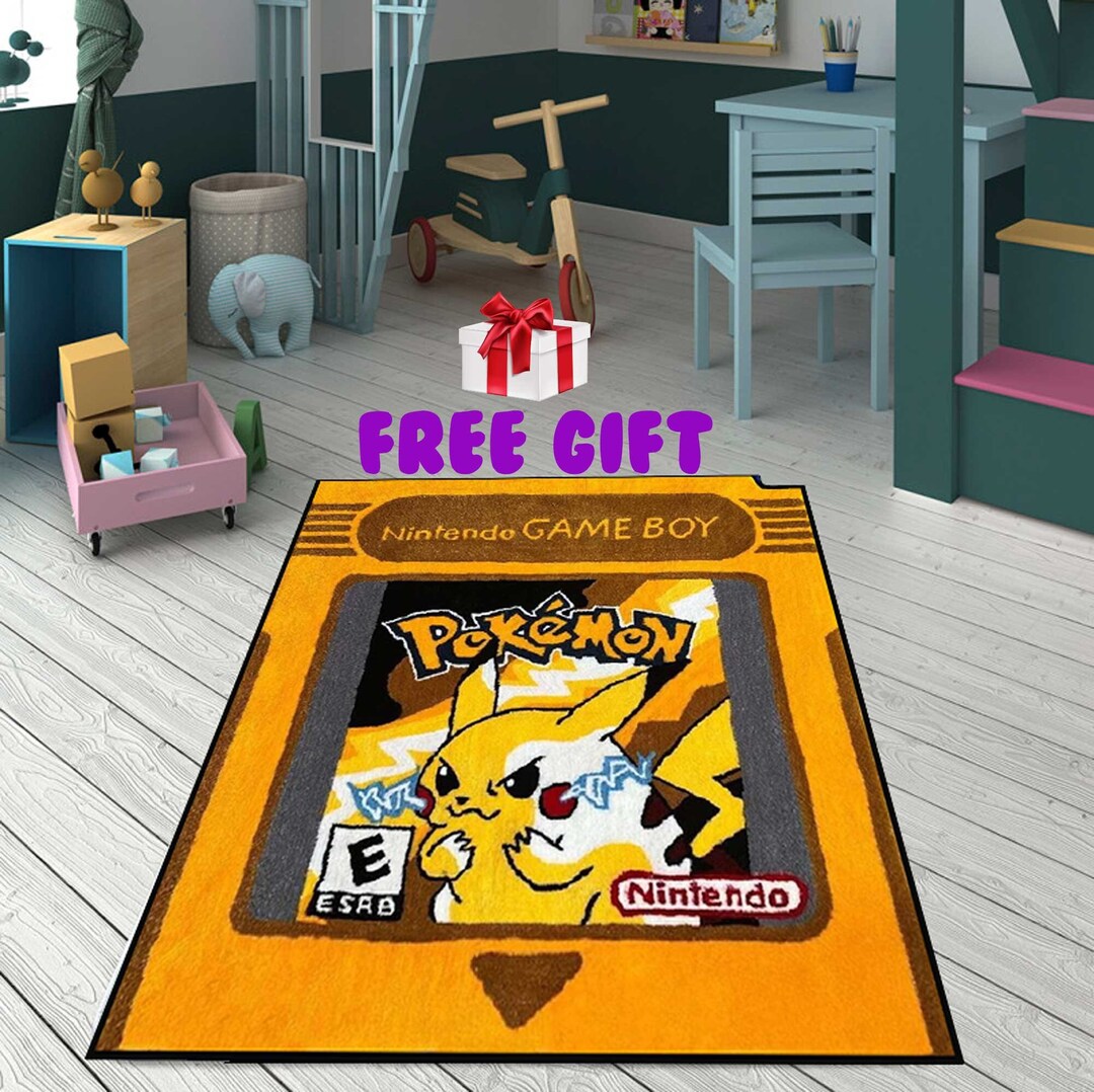 Gameboy Decor, Retro Gameboy Rug, Pokemon Rug, Home Print, Birthday ...