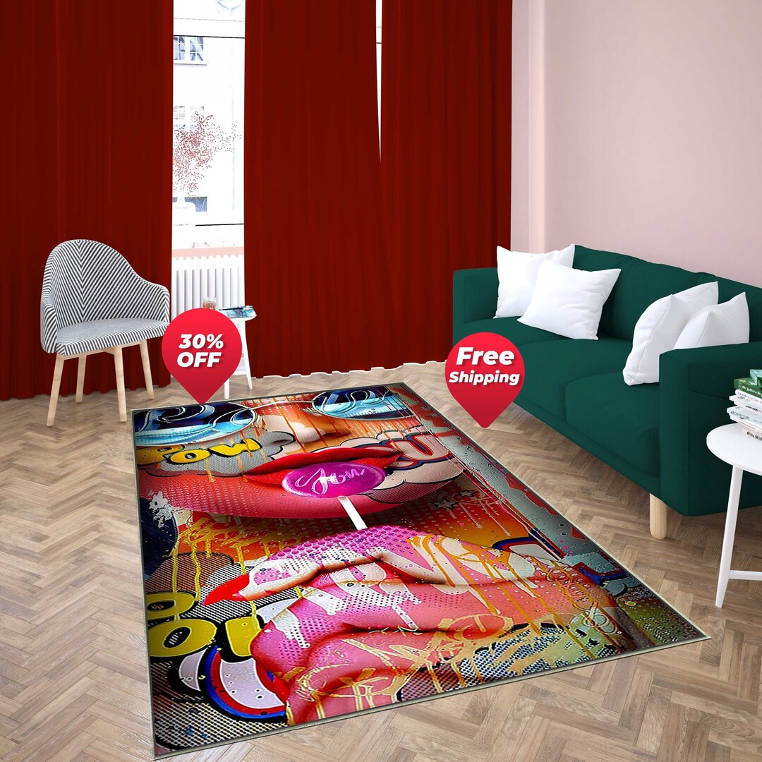 Graffiti Rug, Graffiti Pattern Rug, Art Rug, Pop Art Lolipop, Home ...
