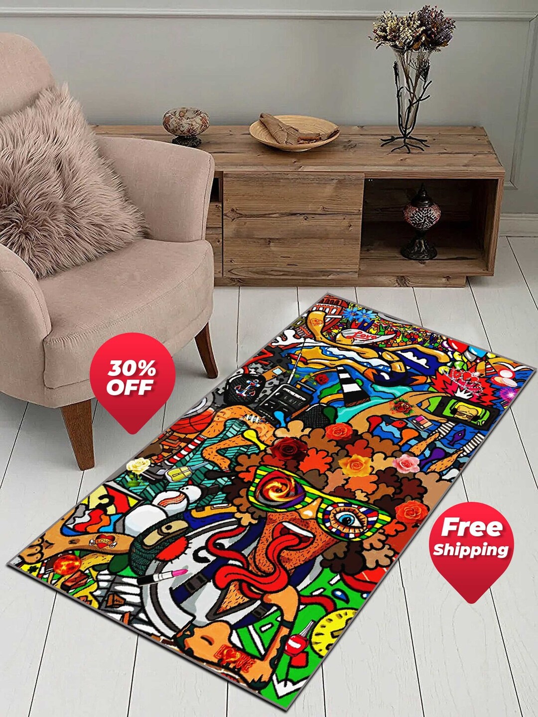 Graffiti Rug Graffiti Pattern Rug Art Rug Abstract Rug - Etsy