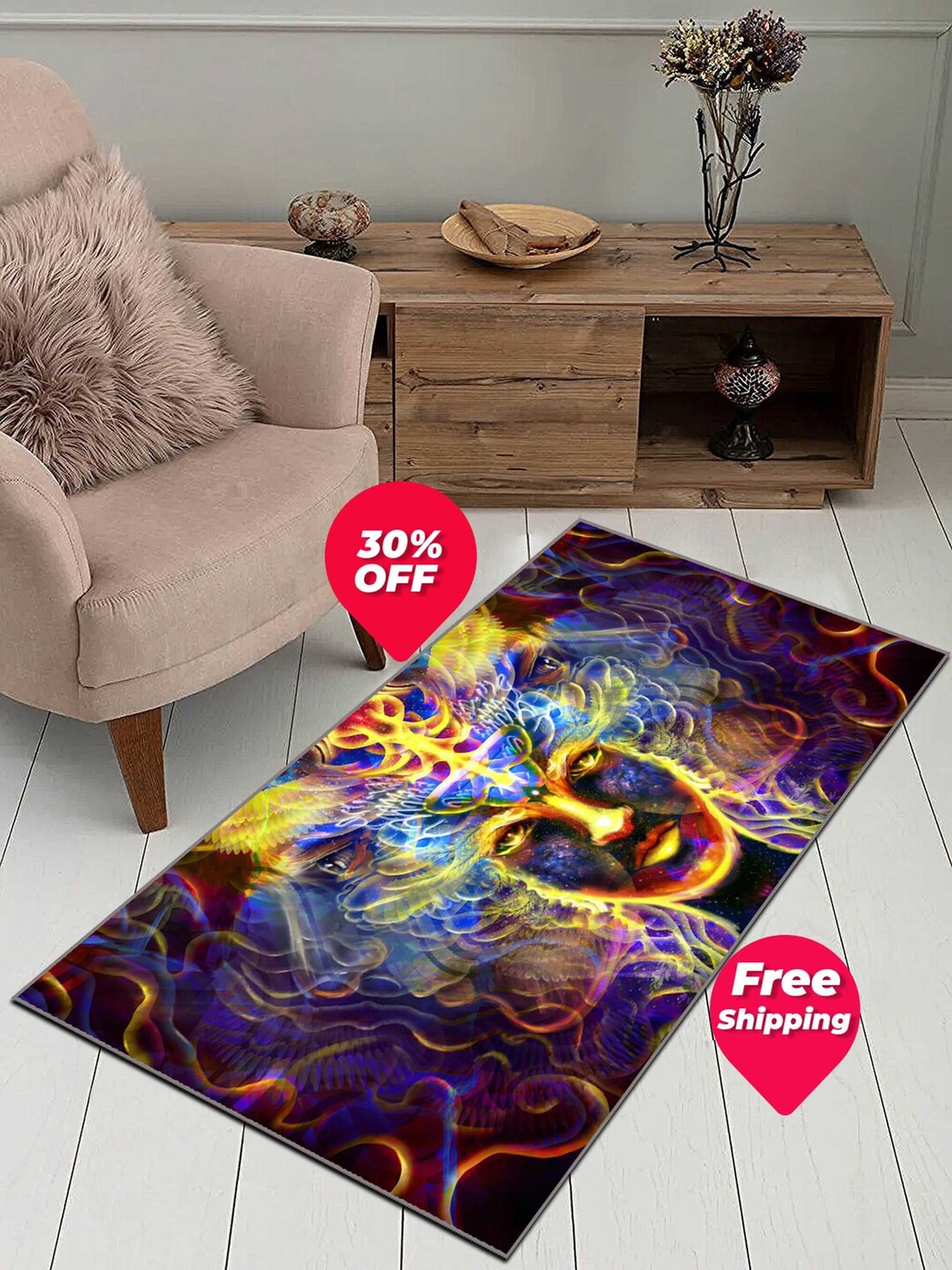 Trippy Rug, Illusion Rug, Psychedelic Rug, Optical Illusion Rug ...