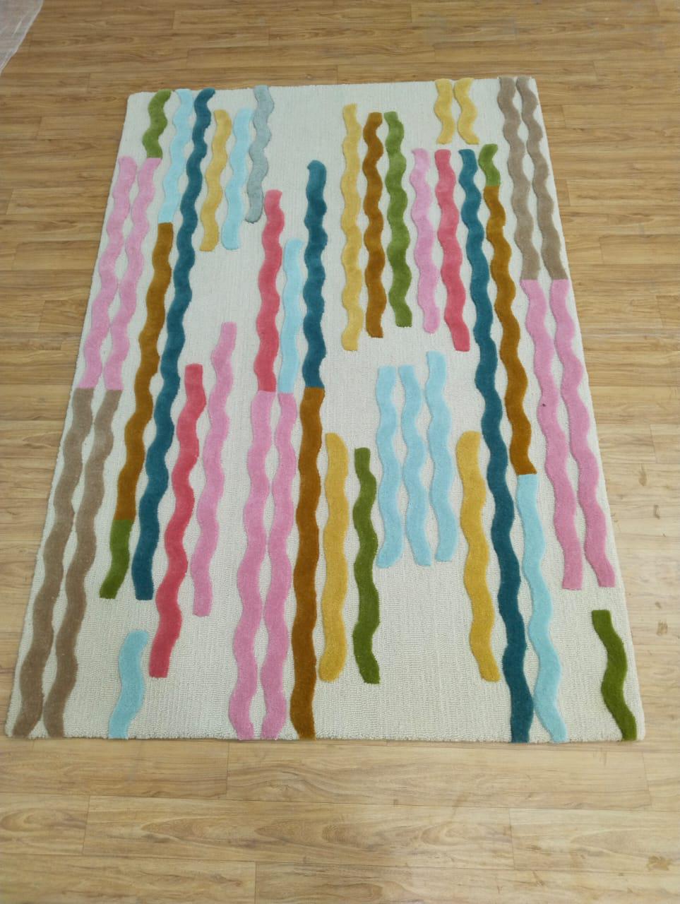 Colorful Rugs Hand Tufted High Low Loop Cut Area Rug Handmade Wool Rug ...