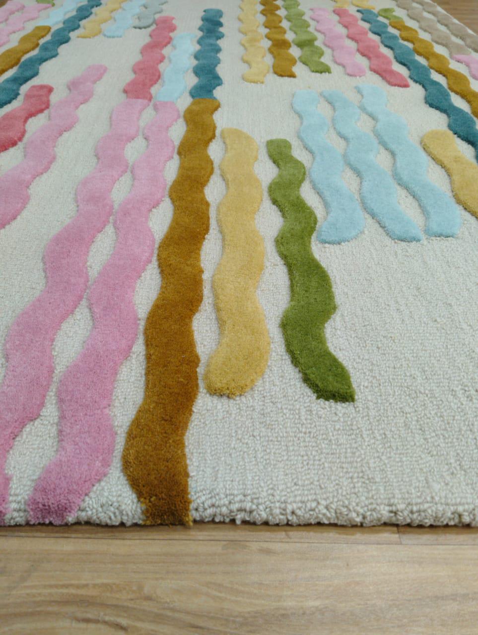 Colorful Rugs Hand Tufted High Low Loop Cut Area Rug Handmade Wool Rug ...