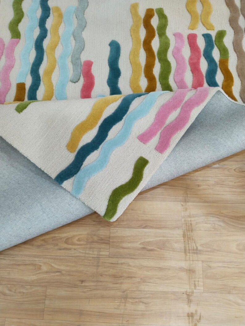 Colorful Rugs Hand Tufted High Low Loop Cut Area Rug Handmade Wool Rug ...