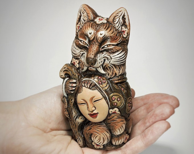 KITSUNE Nine-tailed Fox Deity Witch Fox Japanese Folklore Figurine - Etsy
