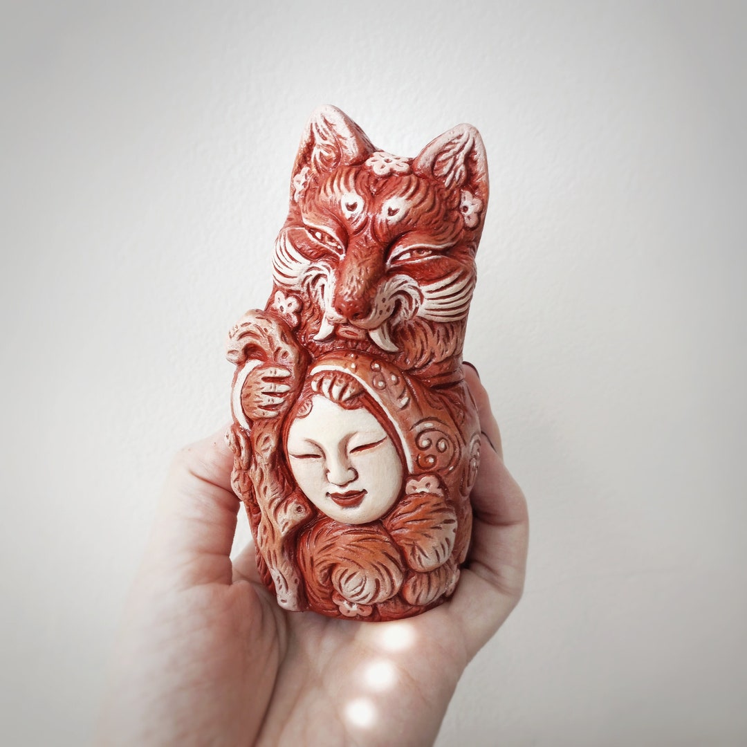 KITSUNE Nine-tailed Fox Deity Witch Fox Japanese Folklore - Etsy