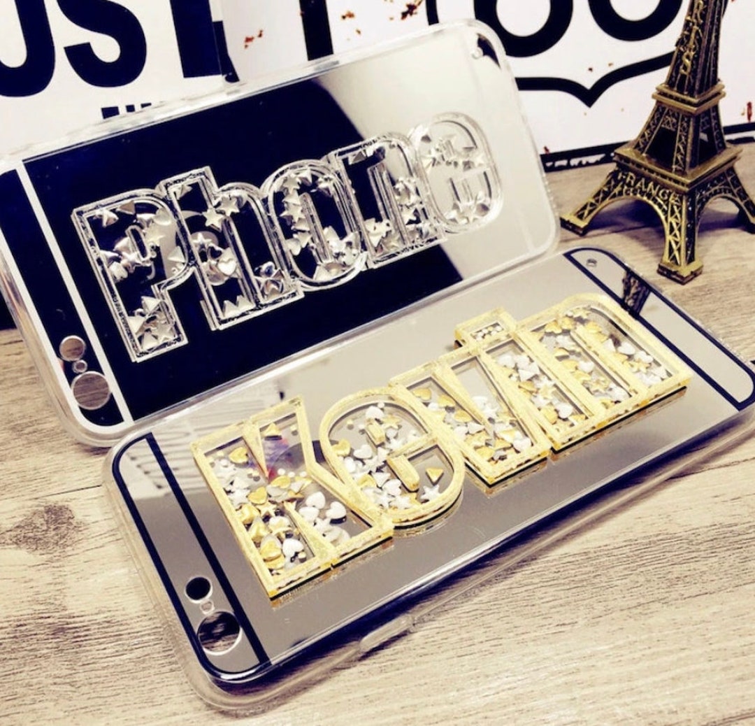 Mirror Custom Phone Case, Gold Silver Phone Case, 3D Name for iPhone 14 ...